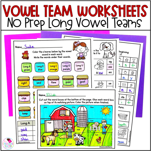 Vowel Teams Worksheets - Long Vowel Practice for 1st Grade Phonics ...