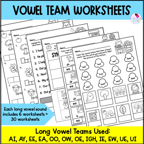 Vowel Teams Worksheets - Long Vowel Practice for 1st Grade Phonics ...