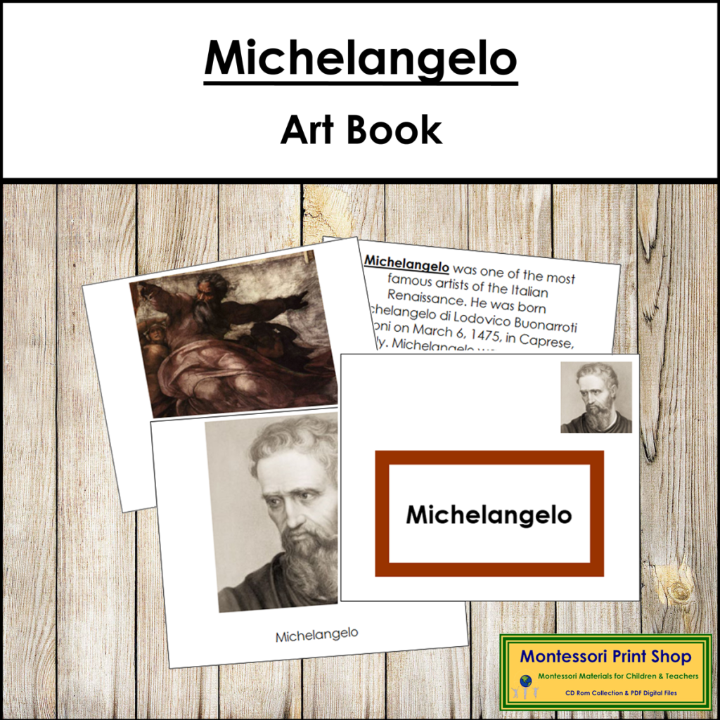 Michelangelo Art Book (color border) - Famous Artist - Montessori ...