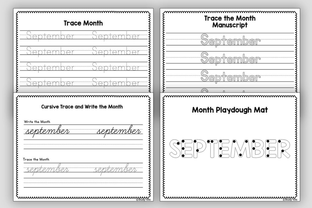 No-Editable September Month & Name Tracing Worksheets and Activities ...