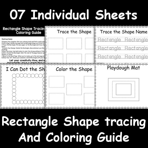 Shape Rectangle: Tracing, Coloring Practice Sheets and Activities for ...