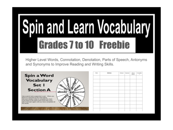 Vocabulary Spin and Learn | Made By Teachers