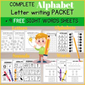 Alphabet Letters Tracing Printing Packet • Phonics + 9 FREE Sight Words ...