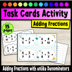 Task Cards Activity Adding Fractions with unlike Denominators | Made By ...