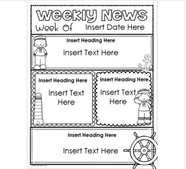 Weekly Newsletter Template Editable Nautical Sailing Sailor Theme ...