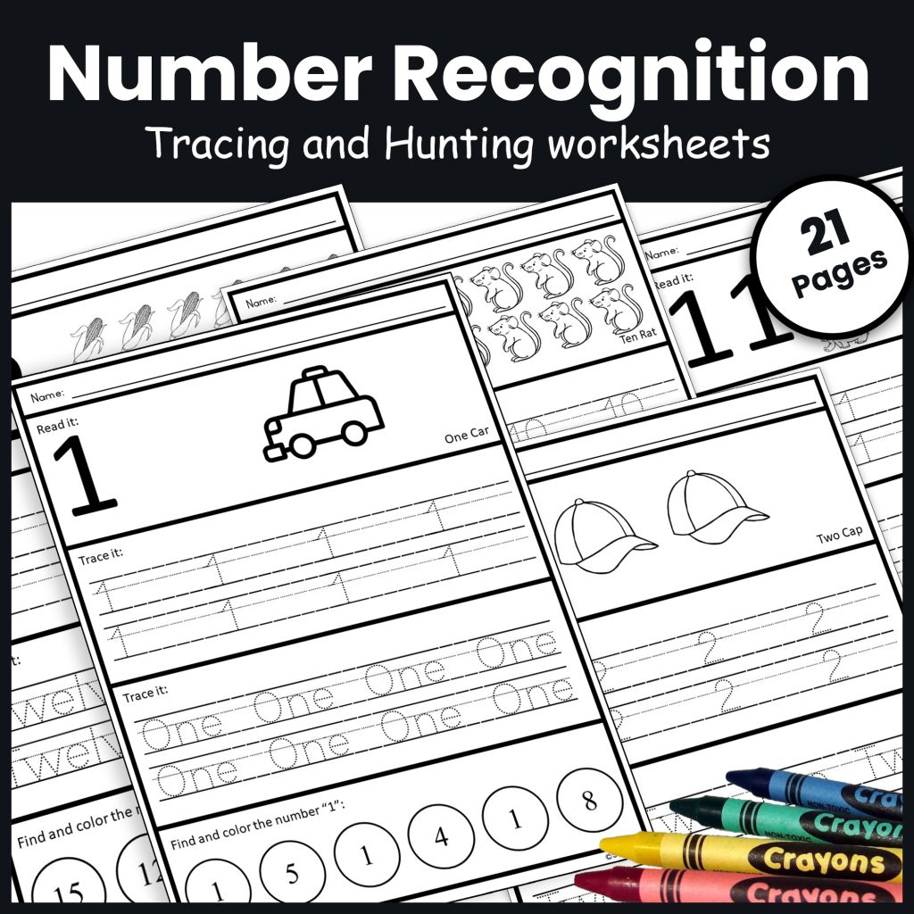 Number Recognition, Finding and Tracing Worksheet: 1-20 Pack for Early ...