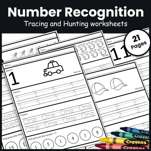 Number Recognition, Finding and Tracing Worksheet: 1-20 Pack for Early ...