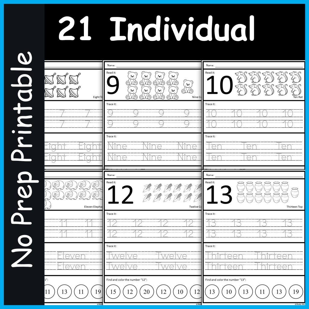 Number Recognition, Finding and Tracing Worksheet: 1-20 Pack for Early ...