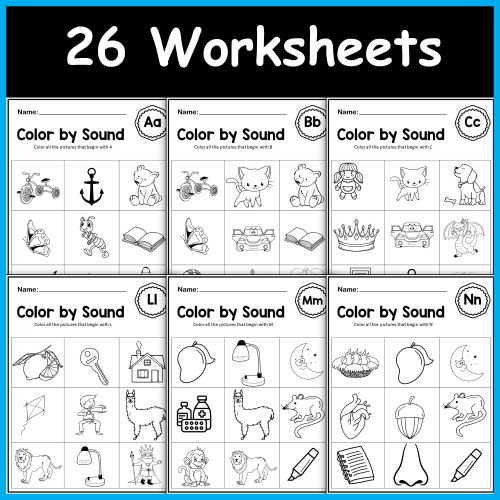 Color By Sound | Beginning Sounds Worksheets for Letter Recognition ...