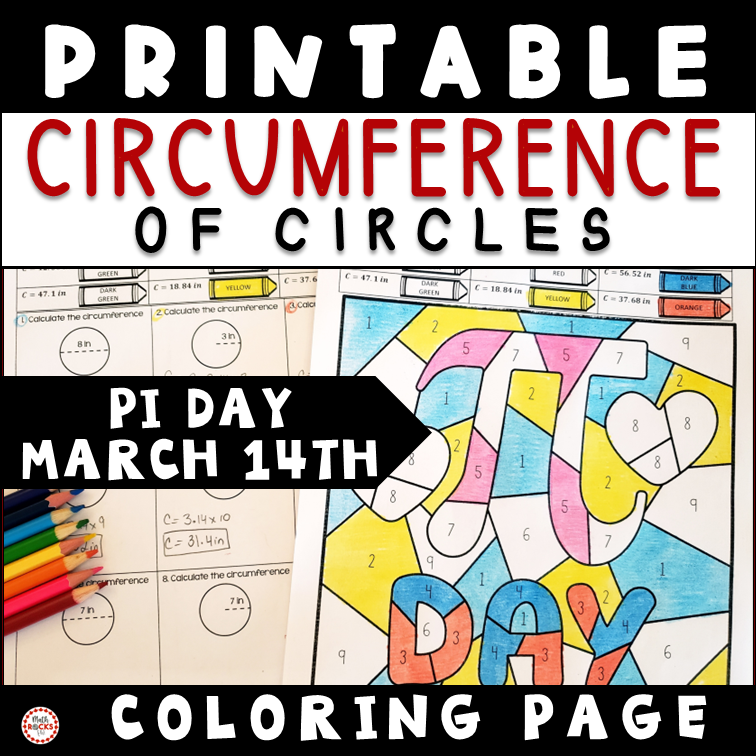 Pi Day Area Of A Circle Coloring Page Geometry Math Activity 7th Grade ...