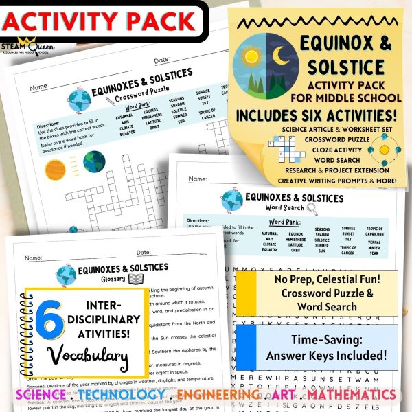Summer Solstice! 6 Activities Seasons Solstice Equinox for Middle ...