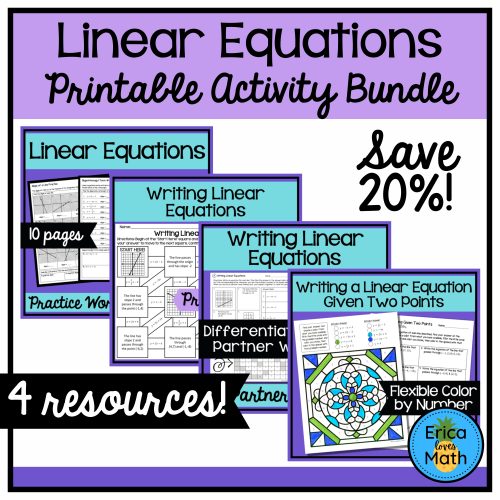 Linear Equations Printable Worksheets & Activities Bundle | Made By ...
