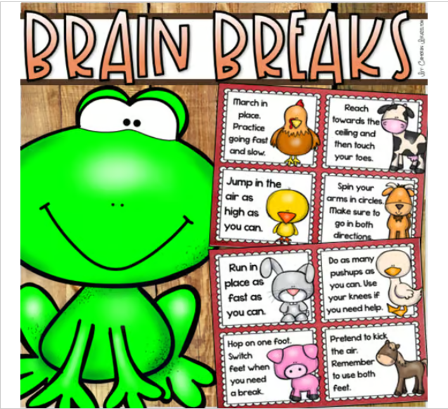 Brain Breaks Movement Cards Llama and Cactus Watercolor Theme | Made By ...