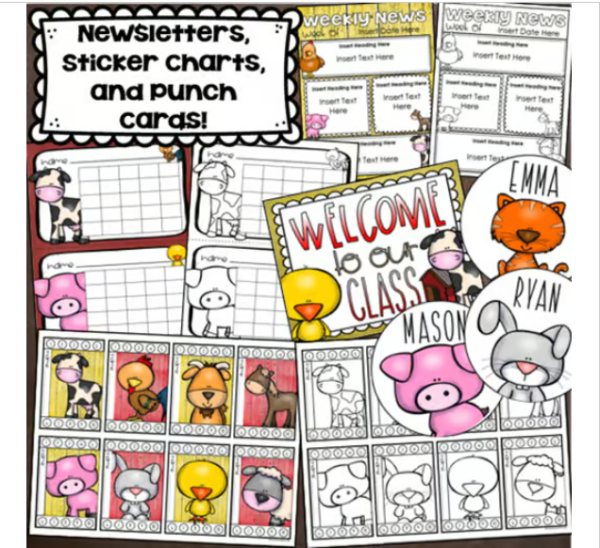 Farm Animals Barn Management Decor Bundle (Posters, Rules, Newsletters ...