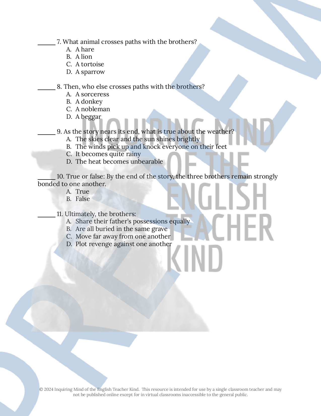 "The Three Brothers" by the Brothers Grimm Quiz and Close Reading ...