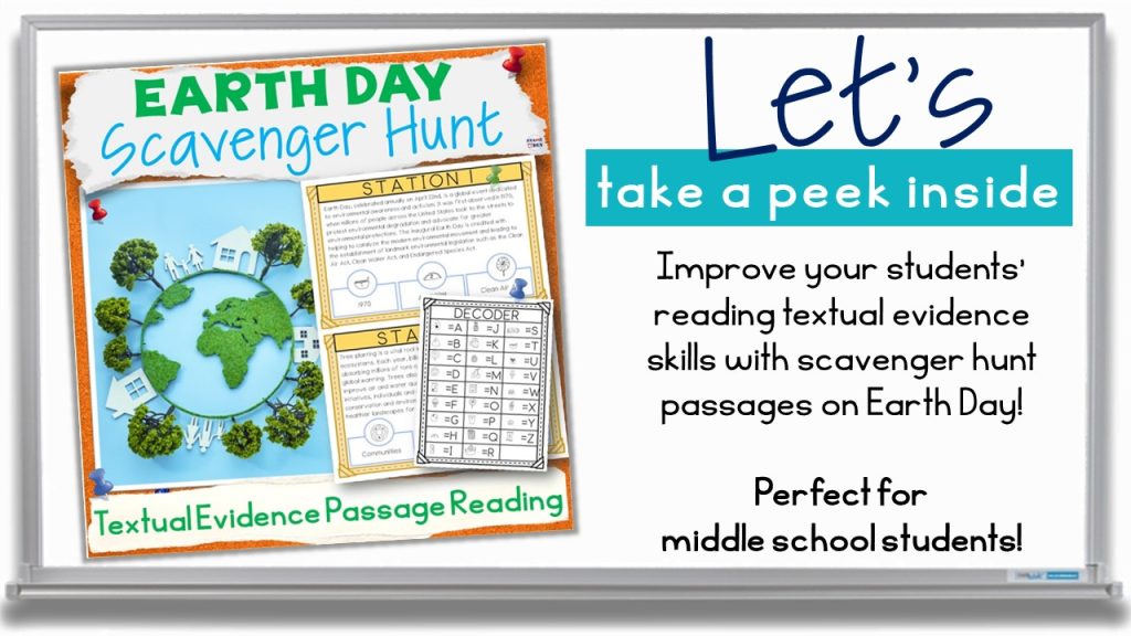 Earth Day Scavenger Hunt Reading Comprehension Textual Evidence Ecology ...