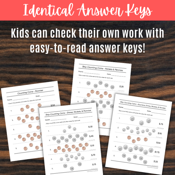 Skip Counting Coins Worksheets - Montessori Money Counting Worksheets ...