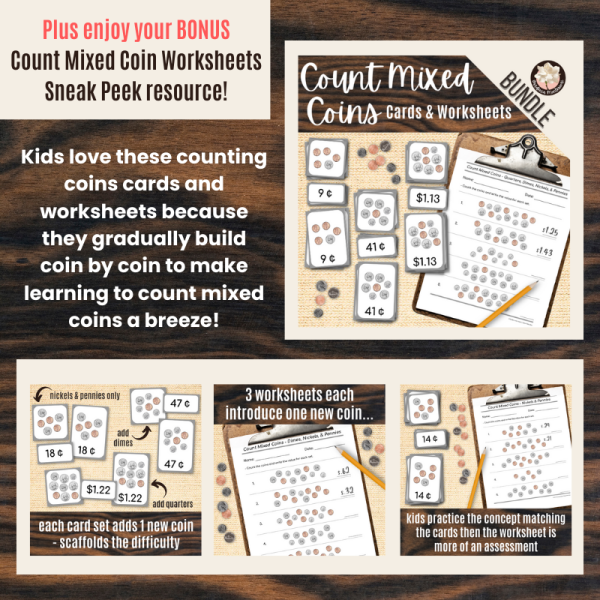 Skip Counting Coins Worksheets - Montessori Money Counting Worksheets ...