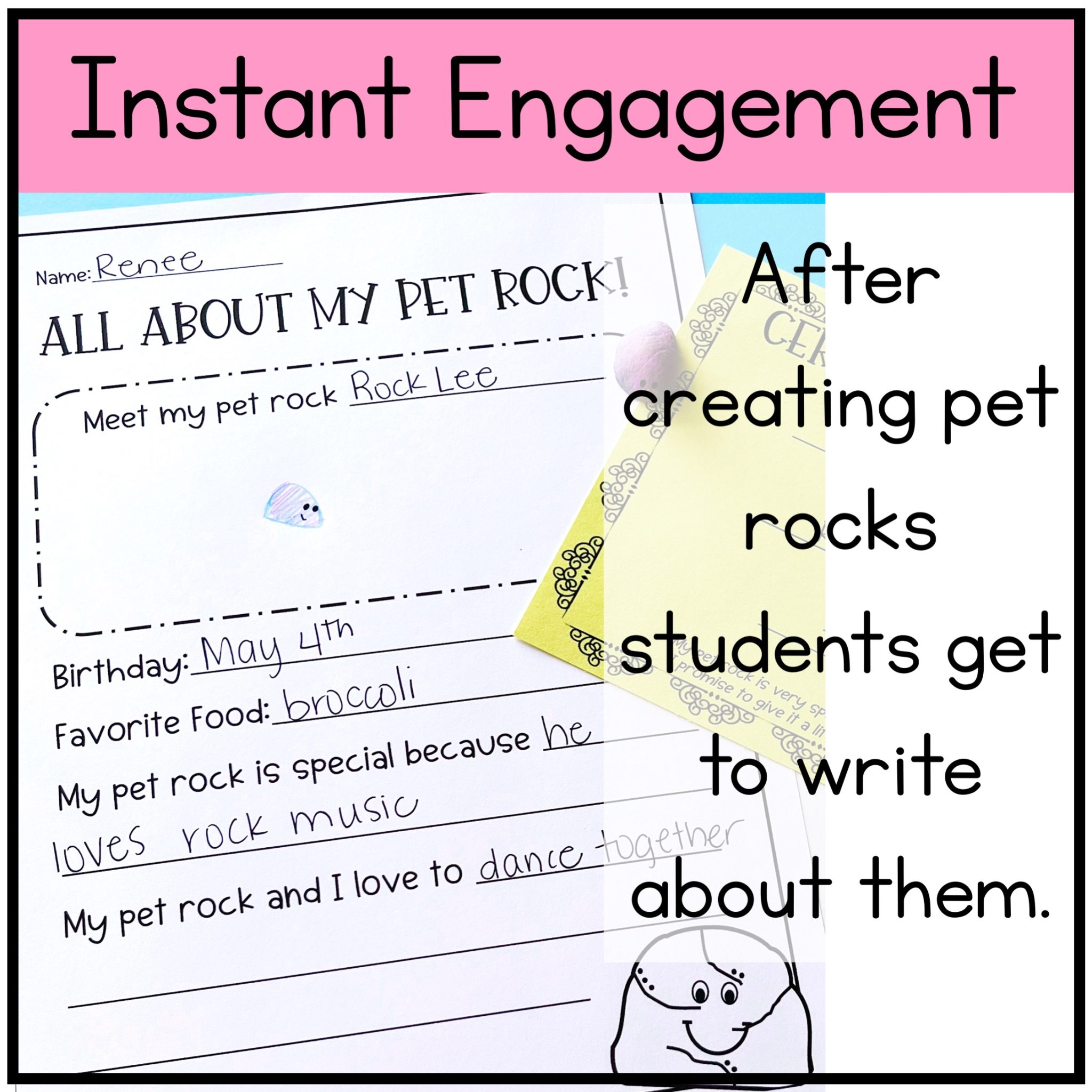 Pet Rock Birth Certificate and All About My Pet Rock Writing - Made By ...