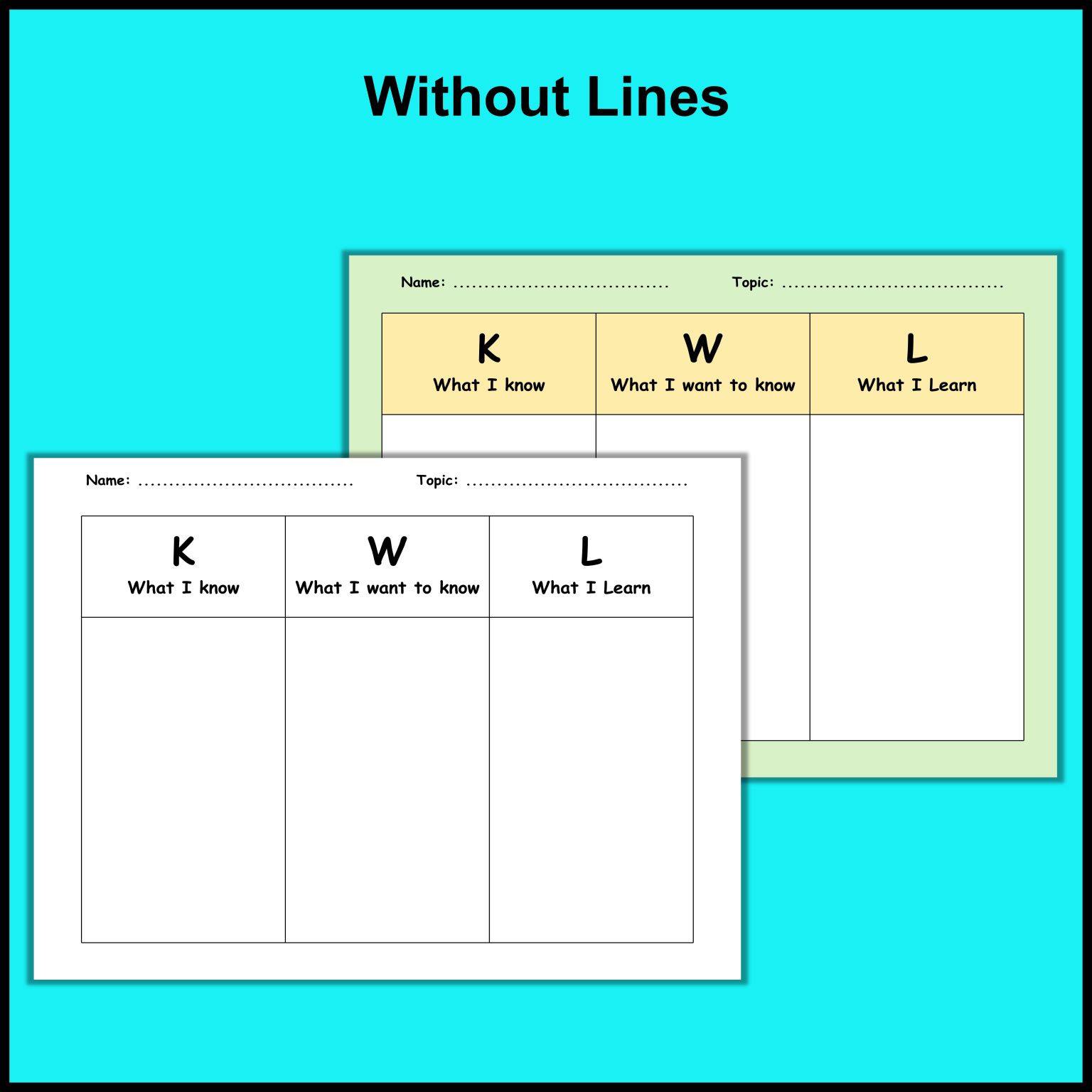 KWL Chart With Lines Graphic Organizer Template (Colorful) - Made By ...