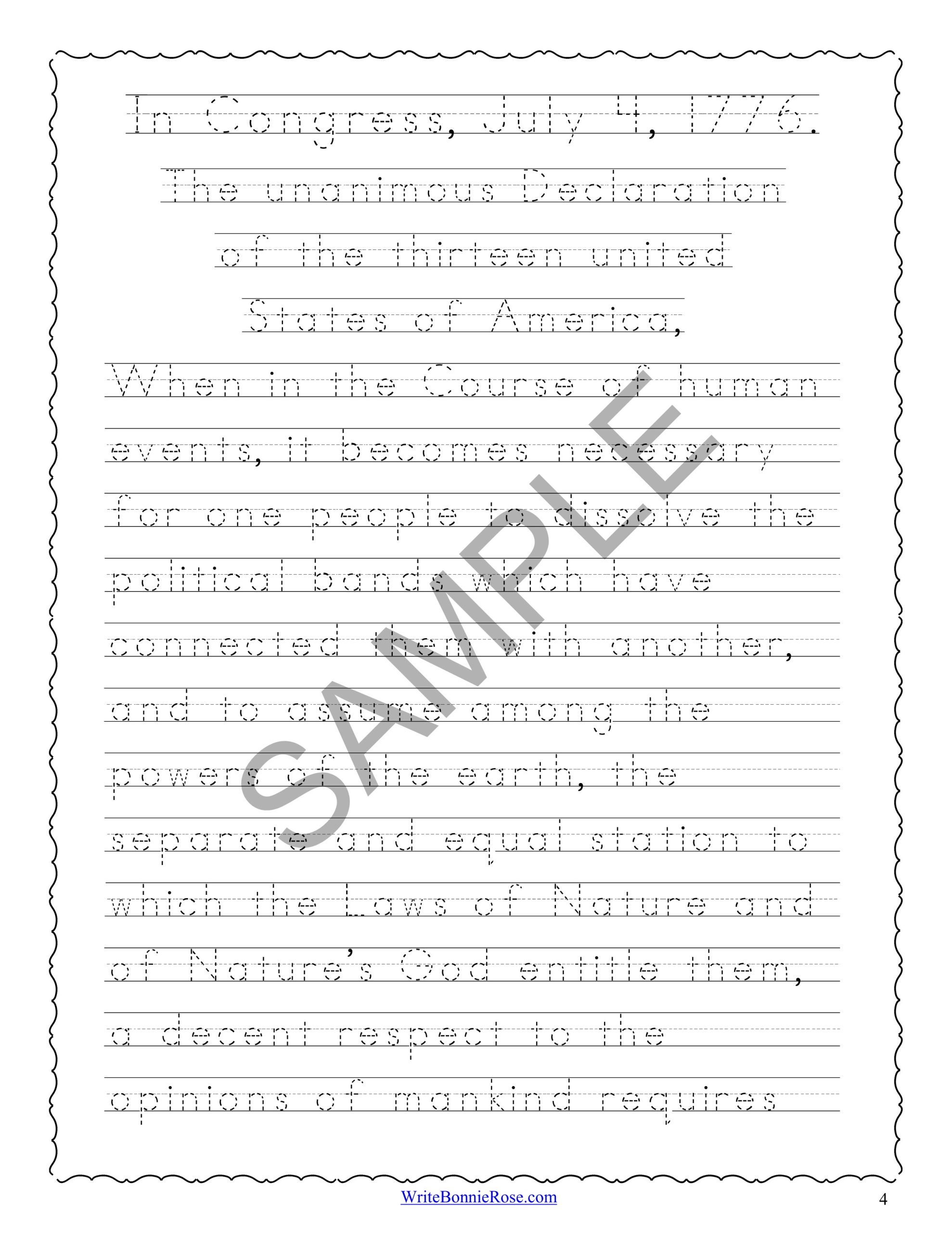 Founding Documents Copywork: Declaration of Independence - Print | Made ...
