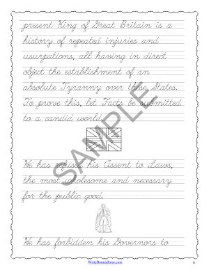 Founding Documents Copywork: Declaration of Independence - Cursive ...