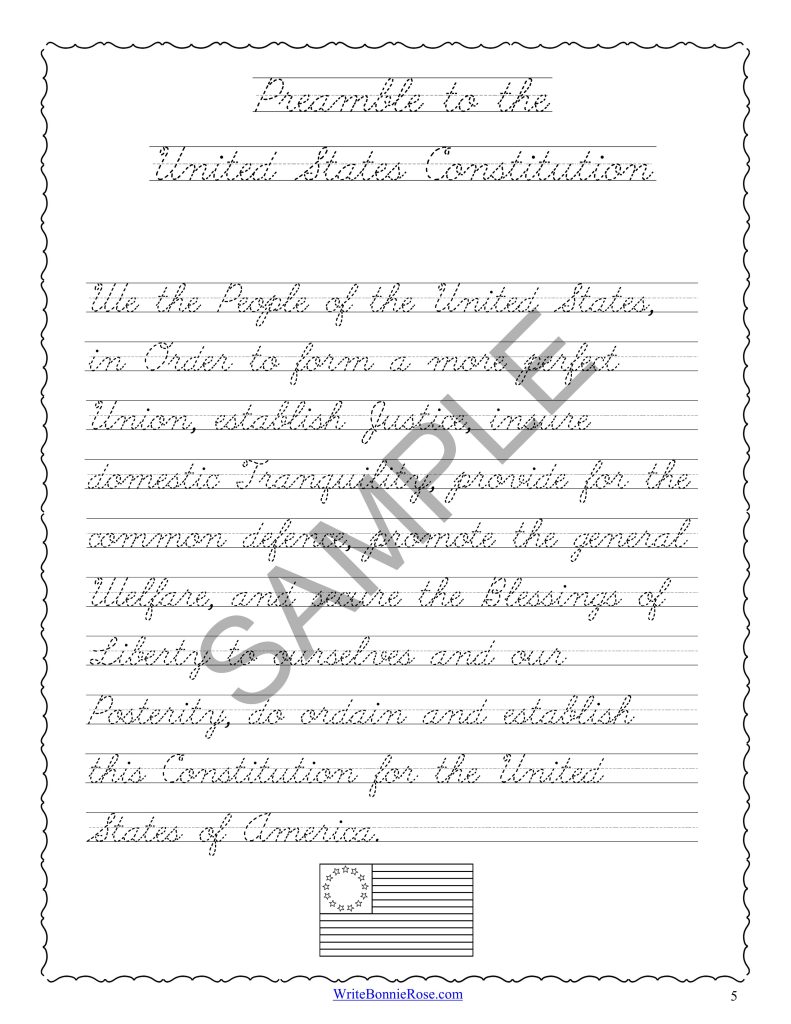 Founding Documents Copywork: U.S. Constitution - Cursive | Made By Teachers