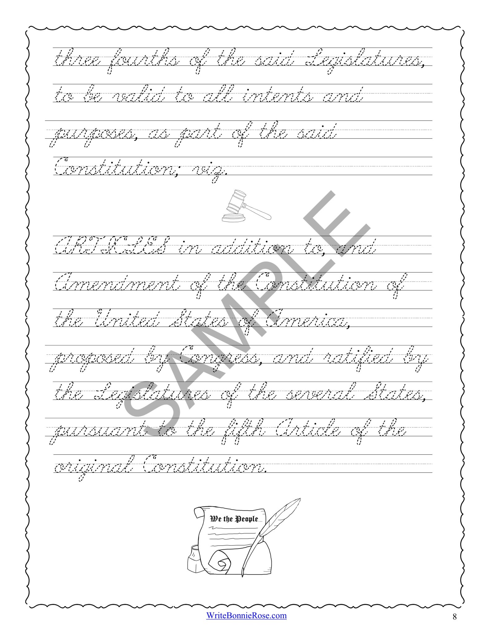 Founding Documents Copywork: U.S. Constitution - Cursive | Made By Teachers