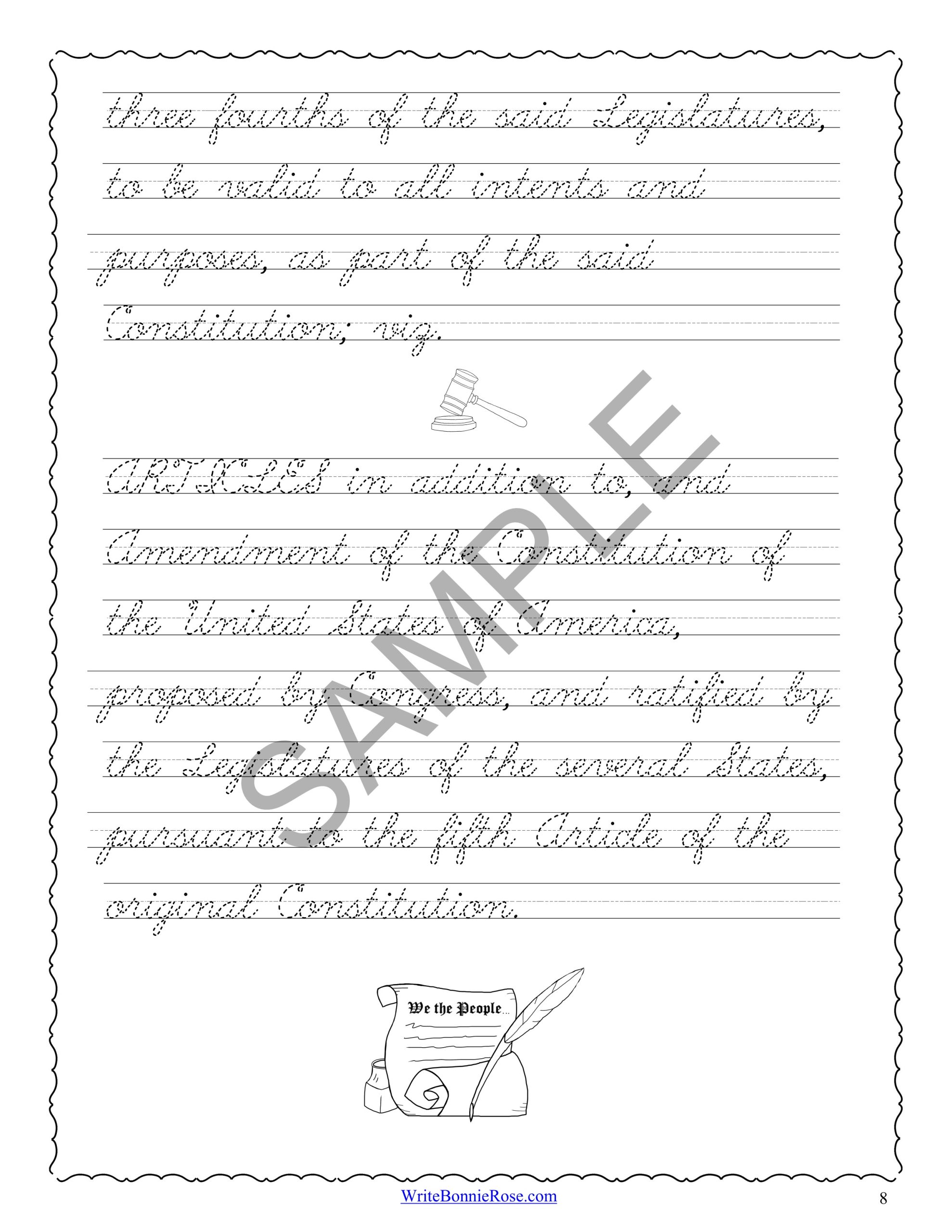 Founding Documents Copywork: U.S. Constitution - Cursive | Made By Teachers
