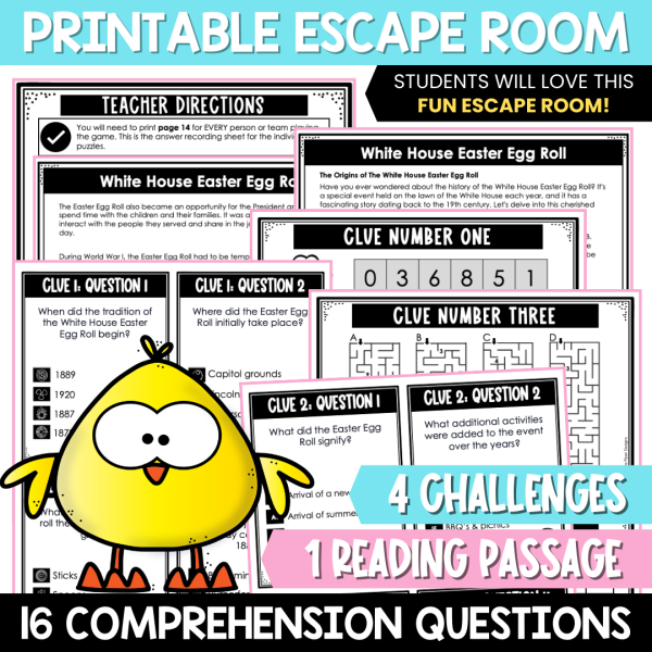 Easter Escape Room Activity / Printable Easter Reading Escape Room ...