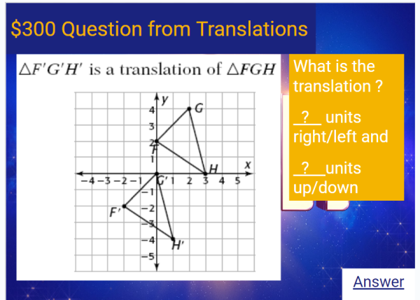 8th grade Math Transformation Revie Game (Jeopardy) | Made By Teachers