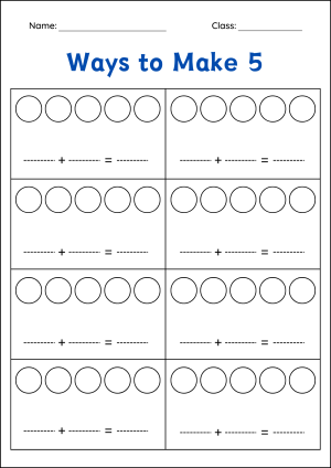 Ways to Make 5 and 10 Kindergarten Math Worksheets - Making 5 and 10 ...