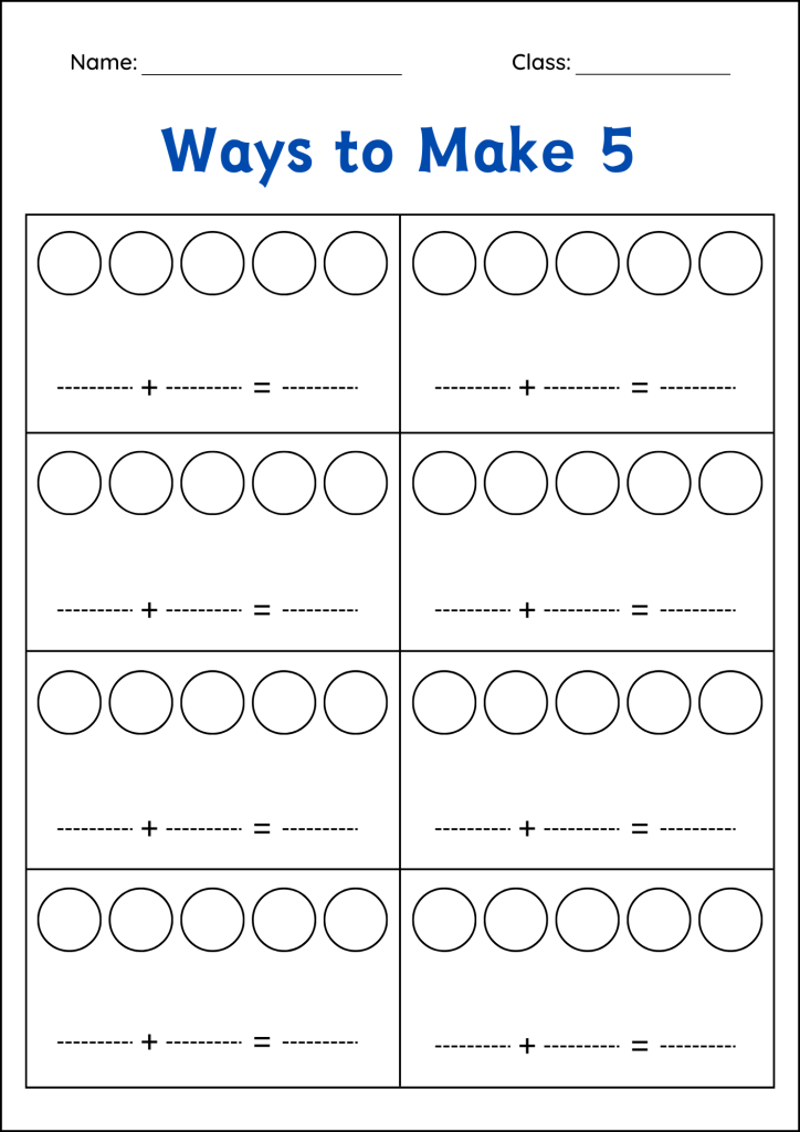 Ways to Make 5 and 10 Kindergarten Math Worksheets - Making 5 and 10 ...