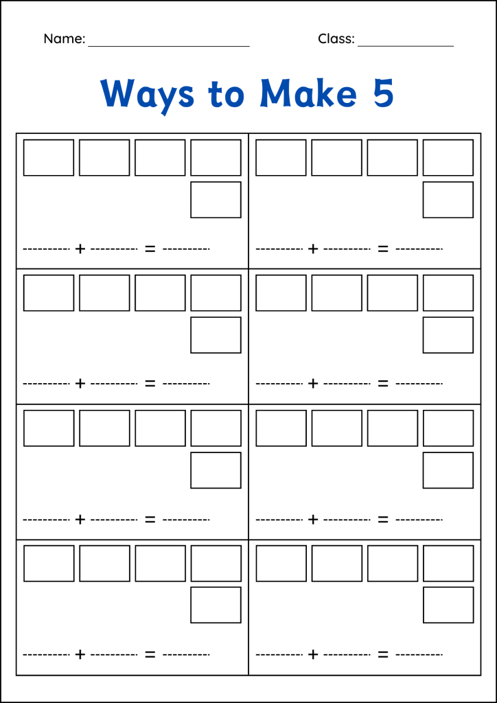 Ways to Make 5 and 10 Kindergarten Math Worksheets - Making 5 and 10 ...
