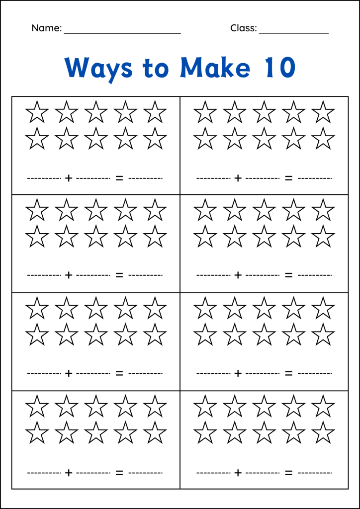Ways to Make 5 and 10 Kindergarten Math Worksheets - Making 5 and 10 ...