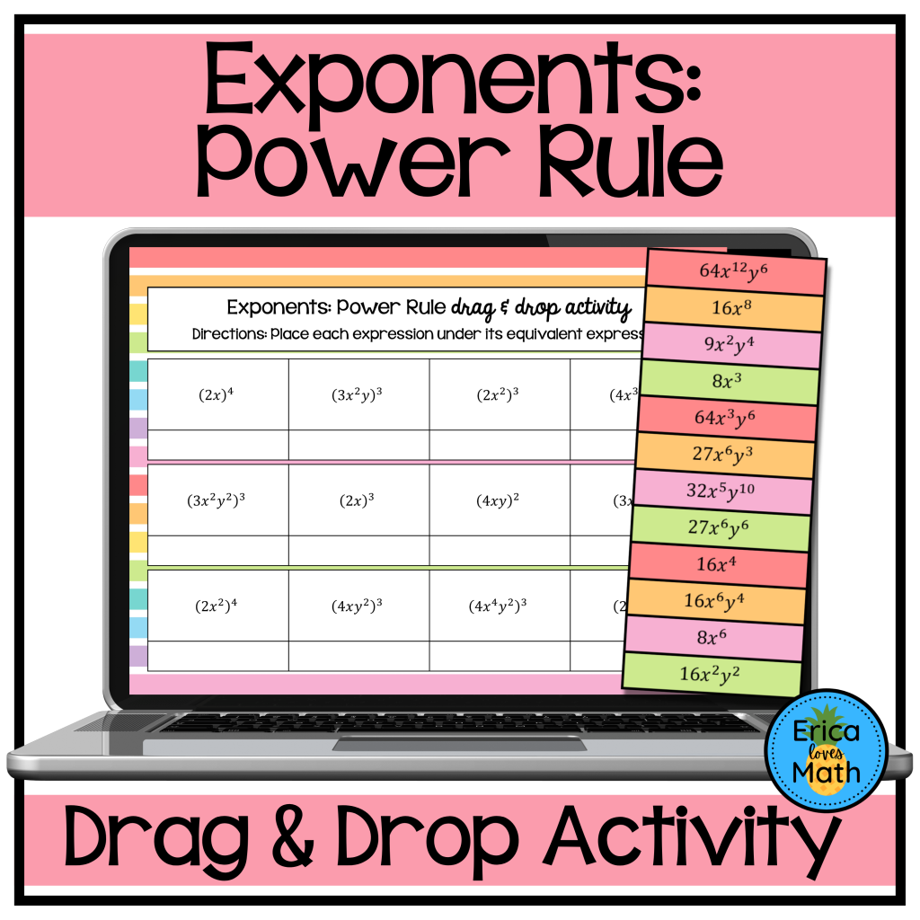 Exponents Power Rule Digital Activity Drag & Drop - Made By Teachers