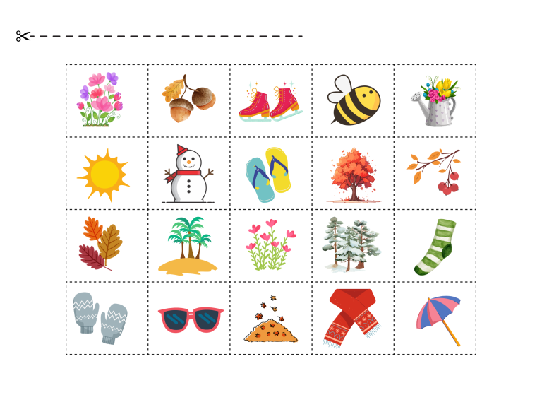Four seasons sorting activity Cut and Paste worksheets for kindergarten ...