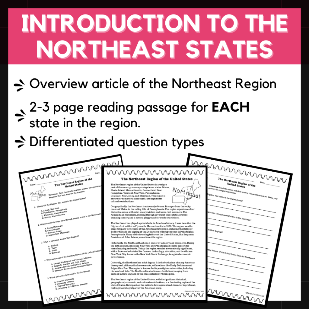5 Regions of the US | Northeast Region Reading Passages | US Region ...