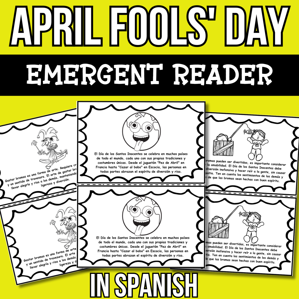 April Fools' Day Emergent Reader Mini Book in Spanish-April Fools'Day ...