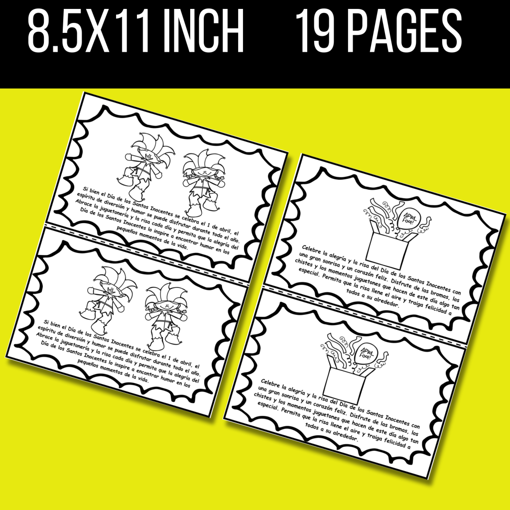 April Fools' Day Emergent Reader Mini Book in Spanish-April Fools'Day ...