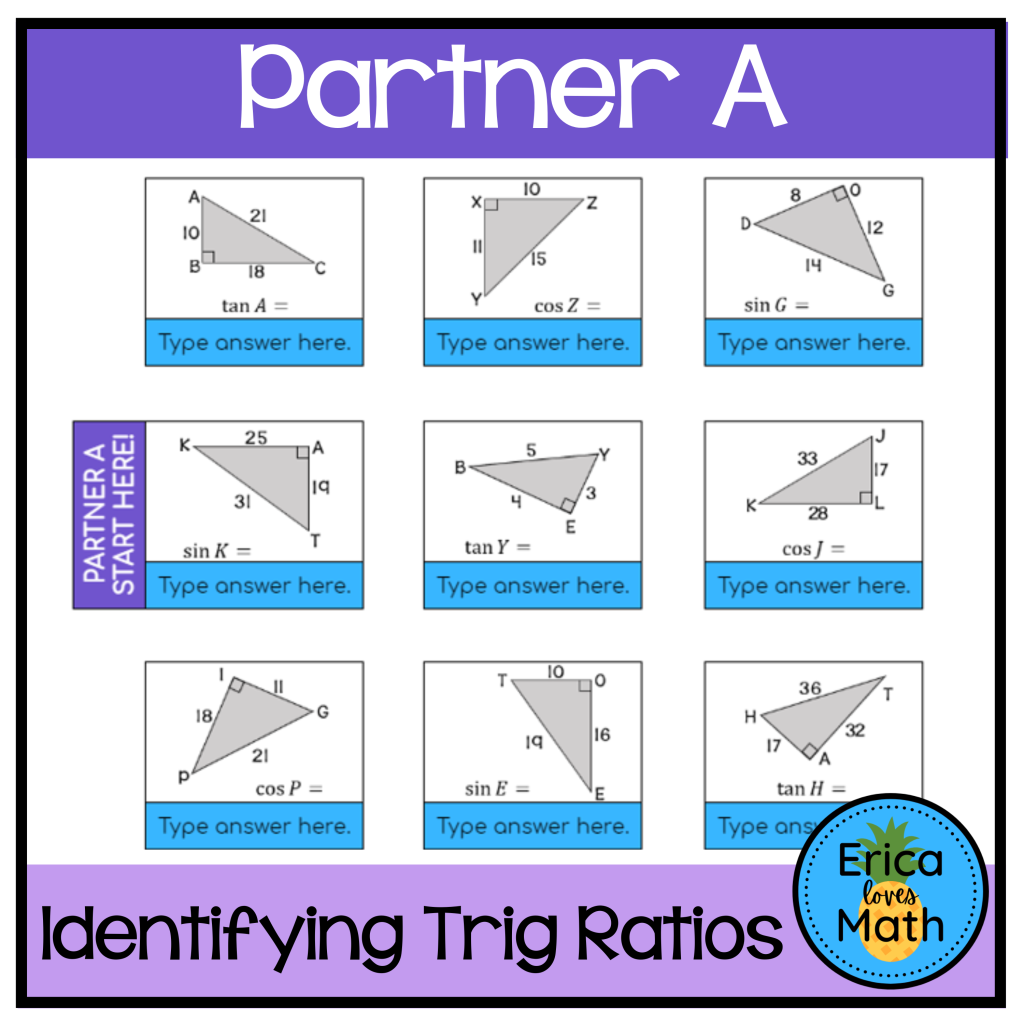 Identifying Trig Ratios Digital Activity Partner Maze | Made By Teachers