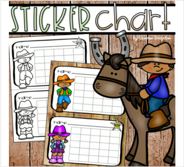 Positive Behavior Sticker Chart Reward Incentives Country Western ...