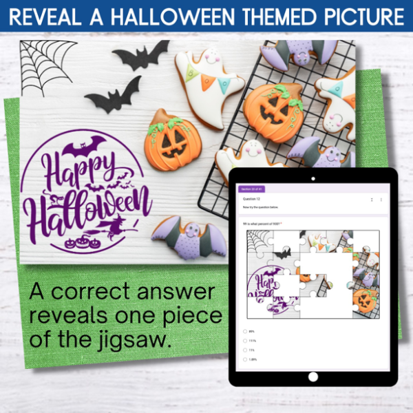 Find the Percent of a Number Halloween Jigsaw Activity Google Form and ...