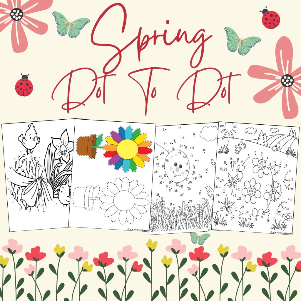 Spring Dot to Dot Connect the Dots Sheets Spring March March Madness ...