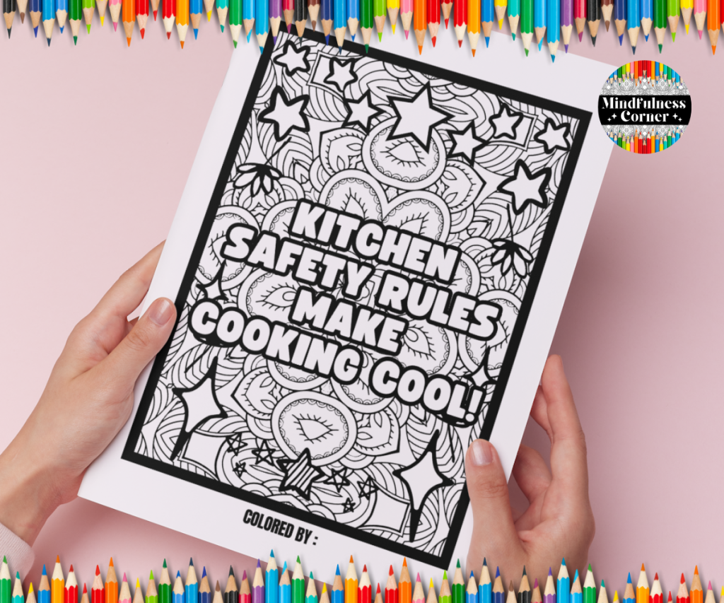 Kitchen Safety Class Decor Coloring Pages, Mindfulness And Relaxing ...