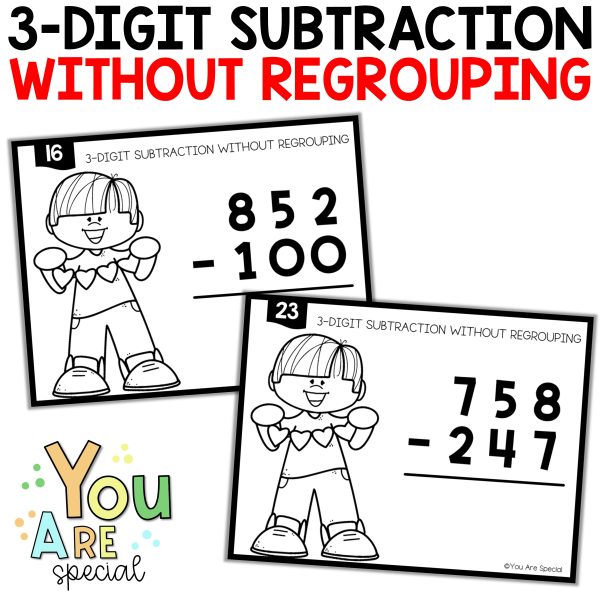 3 Digit Subtraction Without Regrouping Kindness Math Activities - Made ...