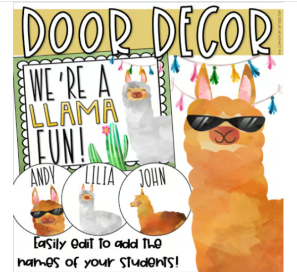 Back to School Door Decorations Bulletin Board Display Llama Theme ...