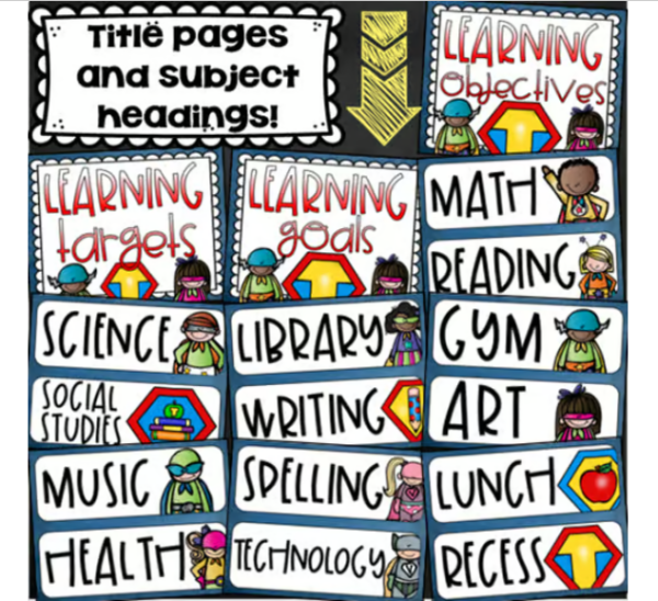 Learning Targets Bulletin Board Objectives Posters Superhero Theme ...