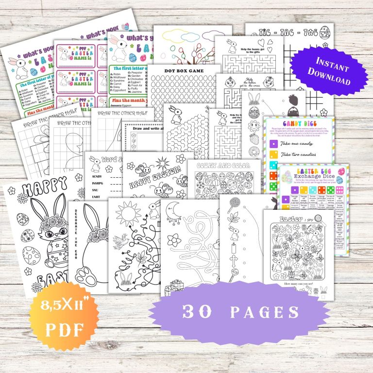 Easter Game Activity Bundle, 30 Classroom Activities Printable Coloring ...