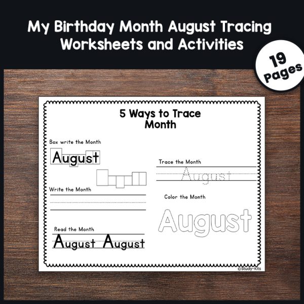 No Prep August Tracing Worksheets and Activities: Birthday Celebration ...
